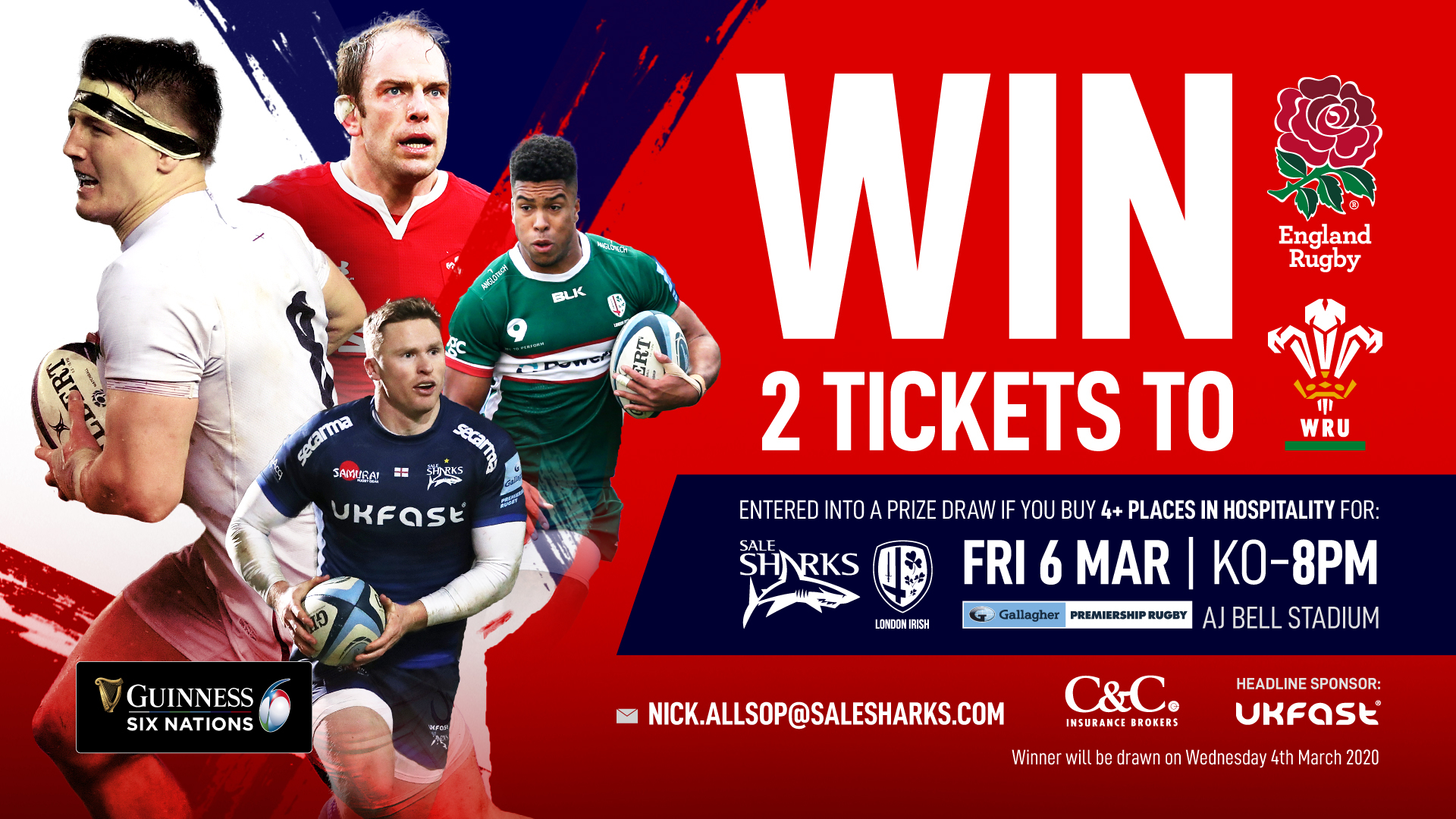Win 2 tickets to watch England v Wales In The Six Nations | Sale Sharks